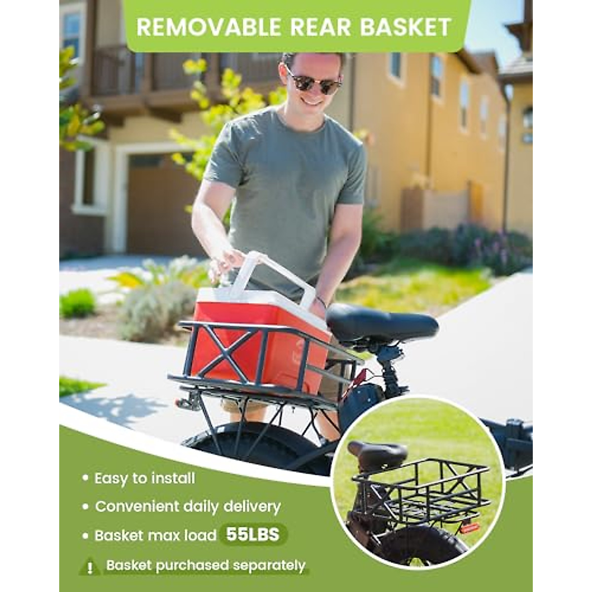 Mukkpet GL Electric Bike for Adults,Peak 1500W Foldable Ebike,28MPH 65Miles Electric Bike with 48V 15AH Removable Battery,20" X 4.0 Fat Tire Electric Bike,7 Speed