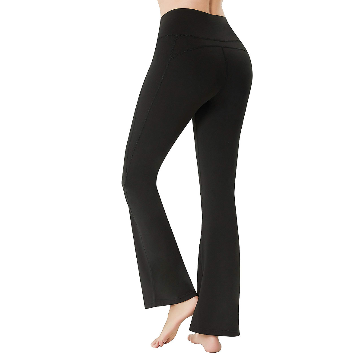 LANBAOSI Bootcut Yoga Pants for Women High Waisted Tummy Control Flare Leggings with Pockets Bootleg Workout Pants Wide Leg Trousers Black