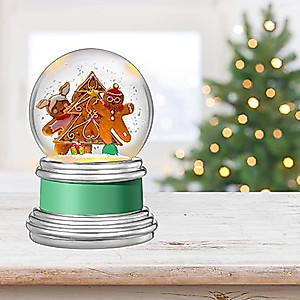 Haute Decor 5.75 Inch Christmas Snowburst Snow Globe with Gingerbread Characters and House, Battery Operated Automatic Snow Fall Timer