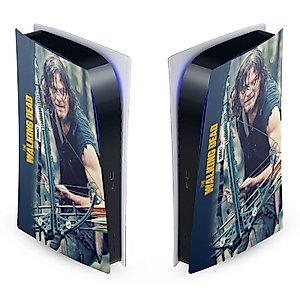 Head Case Designs Officially Licensed AMC The Walking Dead Daryl Lurk Daryl Dixon Graphics Vinyl Faceplate Sticker Gaming Skin Decal Compatible With Sony PlayStation 5 PS5 Digital Edition Console