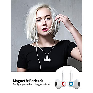 for Lightning Headphones Wired Earbuds for iPhone, MFi Certified Lightning Earphone Magnetic Headset HiFi Stereo with Microphone Volume Control for iPhone 14 Pro Max 13 12 Mini 11 10 X XR SE3 7 8 Plus