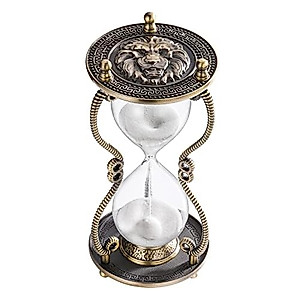 CNCJ Nautical Brass Sand Timer 60 Minute Hourglass:Antique Metal Rudder Sand Clock, Black Sand Watch 60 Min, Vintage Reloj De Arean, Small Hour Glass Sandglass for Gifts, Office, Desk Decor