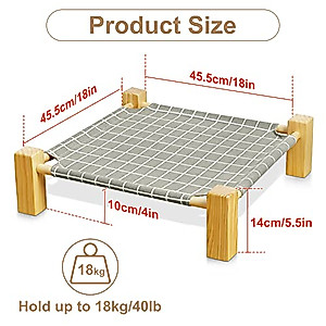 Elevated Cat Bed Raised Floor Hammock for 2 Cats with Stand Lifted Kitty Cots 18x18in for Small Dogs Puppy Rabbit Bunny No Drill Pet Lounger Easy to Assemble Indoor Outdoor