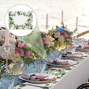 Sumind Eucalyptus Leaves Place Mat 12 x 16 in Sage Green Disposable Paper Table Mat for Christmas Wedding Party Dining Rustic Farmhouse Dinnerware for Kitchen Table Baby Shower Birthday(50 Pcs)