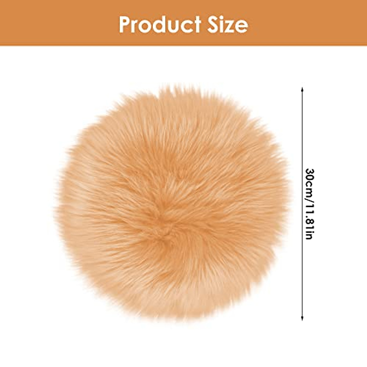 Molain Area Rug Decor Fluffy Soft Small Cushion Backing Carpet Fuzzy Faux Fur Pad Aesthetic Nail Art Table Locker Desk Mat Floor Modern Bedroom Apartment Living Room Girls Accessories (Round Khaki)