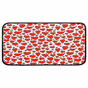 KOBLEN Red Love Heart Kitchen Rugs Non Slip Washable Absorbent Kitchen Mats 20x39 inch Cushioned Anti Fatigue Kitchen Floor Mats for in Front of Sink