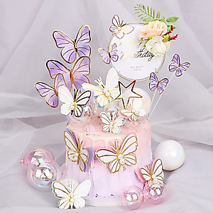 24 PCS Balls Cake Toppers Bubble Mini Balloon Topper Pearl Insert Cupcake DIY Decoration for Wedding Anniversary Graduation Birthday Party Baby Shower