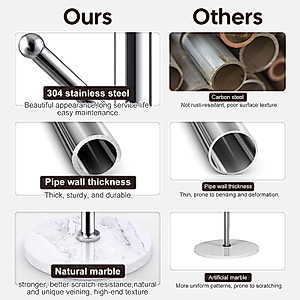 Homde Metal Coat Rack Stand with Natural Marble Base, Stainless Steel Freestanding Clothes Tree Hanger with 8 Hooks, Hall Hanger for Coat Jackets Hat Scarves Handbags Entryway Bedroom (Silver)