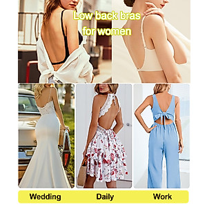 ZITAIMEI Low Back Seamless Bras Multiway Convertible Strap Halter Lifting Bra Spaghetti Strap Wire-Free Padded Backless