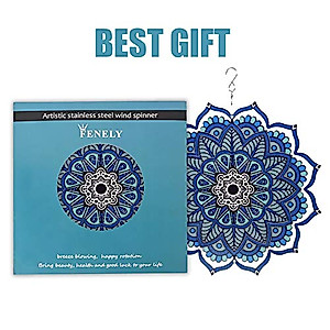 Wind Spinner Yard Art Garden Decor 3D Stainless Steel Metal Sculptures Kinetic Hanging Whirligigs Mandala Decorations Backyard Outside Indoor Outdoor Patio Ornaments Clearance Sun Catcher Windmill