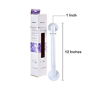 McKesson Grab Bar for Bathtub and Showers, Streel, White, 12 in L, 1 Count