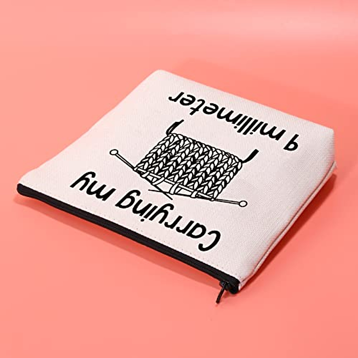 JXGZSO Knitting Storage Bag Carrying My 9 Millimeter Crochet Makeup Bag Knit Gift For Knitter Lover