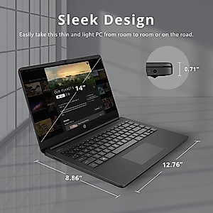 HP Stream 14" HD BrightView Laptop, Intel Celeron N4120, 8GB RAM, 64GB eMMC, Intel UHD Graphics, 720p Webcam, 1 Year Office 365, Black, Win 11 S, 32GB Hotface USB Card