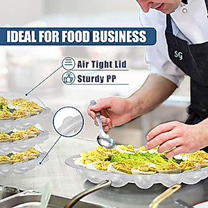 [3 Pack] Deviled Egg Tray with Lid - 12" 15 Slot Round Clear Plastic Deviled Egg Carrier with Dome Lid - Durable Polystyrene Disposable Reusable Container for Pickled Stuffed Eggs and Serving Starters