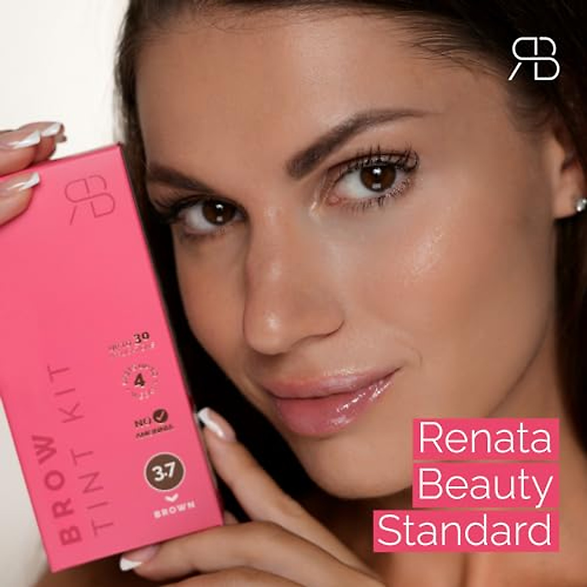 RB RENATA BEAUTY Lash and Brow Tint Kit – Eyelash & Eyebrow Tint Set – Dye Kit with Color Tint, Cream Developer and Styling Brush – Long-Lasting Effect Up to 4 Weeks – 30 Applications [Brown]