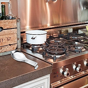 1 PCS Stainless Steel Spoon Rest, Spoon Holder for Stove Top, Utensil Spoon Rest Holder, kitchen utensils Holder for Ladles, Spatula, Cooking Utensils or Kitchen Tools (Silver)