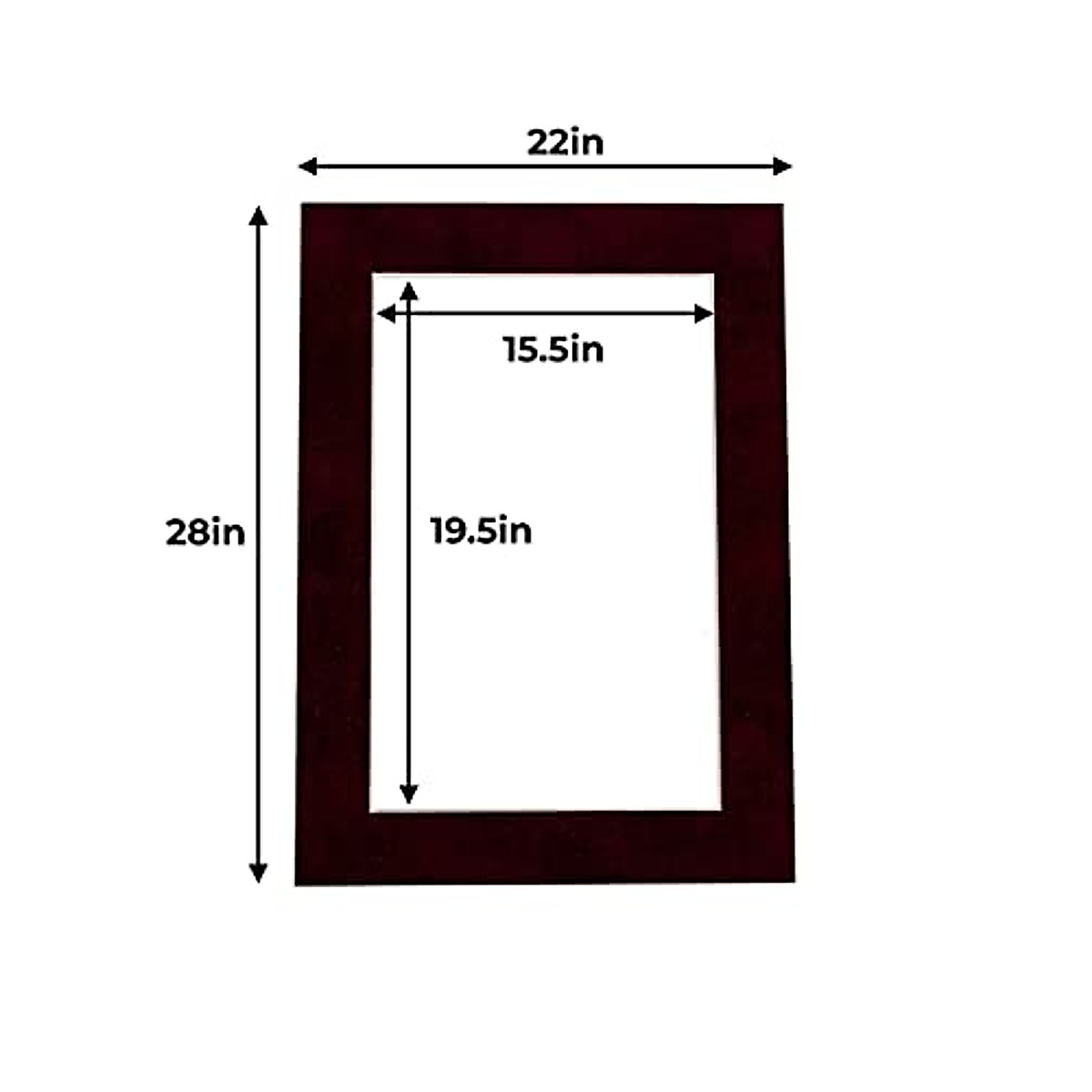 22x28 Mat for 16x20 Photo - Precut Dark Red Suede Picture Matboard for Frames Measuring 22 x 28 Inches - Bevel Cut Matte to Display Art Measuring 16 x 20 Inches - Acid Free ONE MAT