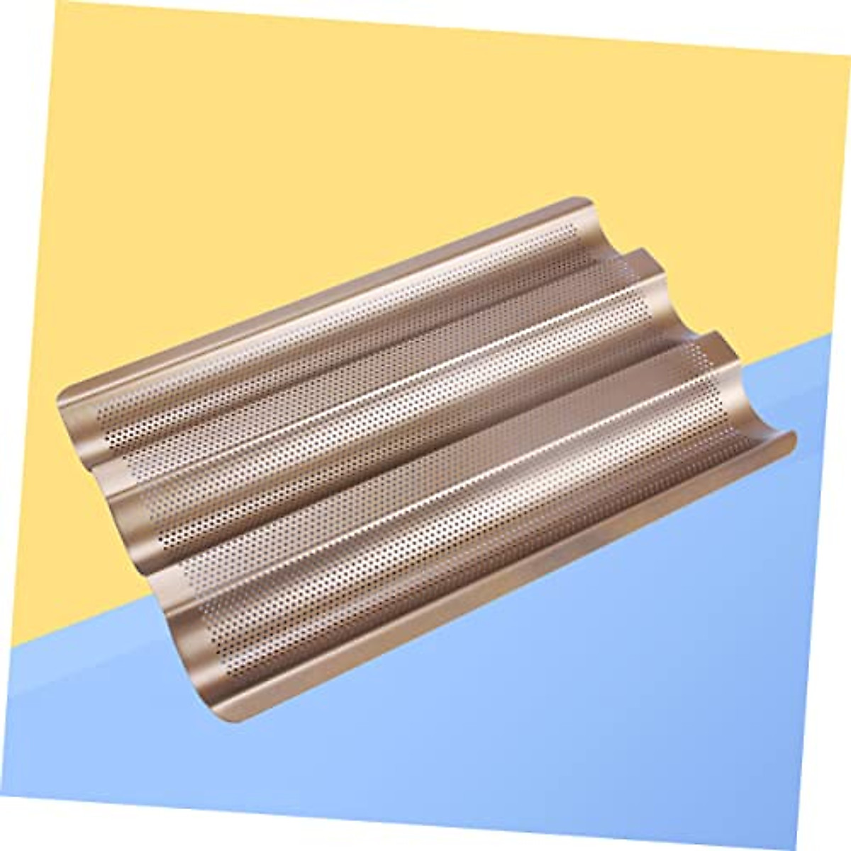 BIENKA 1pc Toast for Tray Steel Sub Pan Bake Non-stick Perforated Loaves Nonstick Oven Pans Wave Frame Bread Toasting Tool Rack Slots Loaf Forms Carbon Stick Size Kitchen Golden bread pan (Color : Go