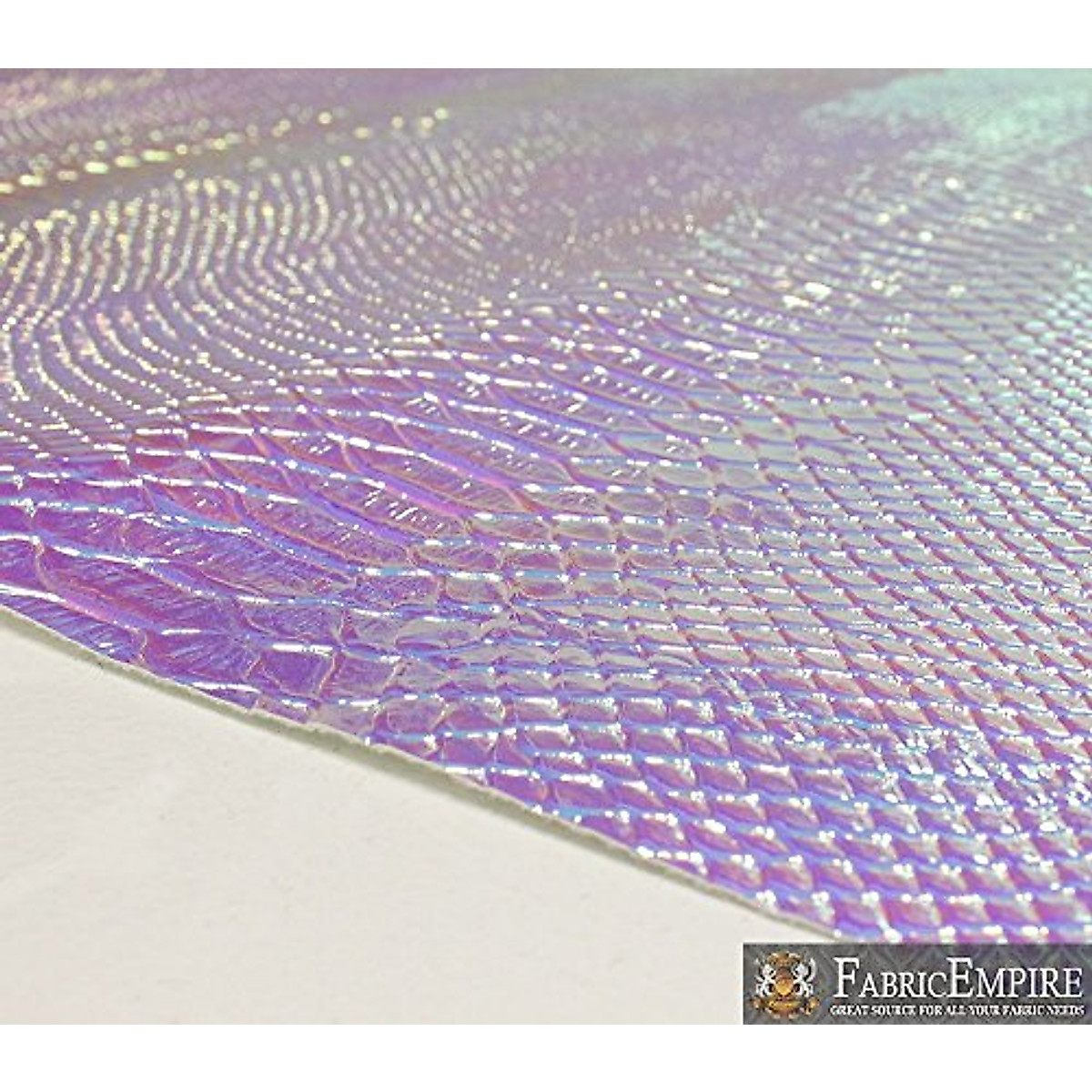 Fabric Empire Vinyl Upholstery Embossed Snake Holographic Glossy Fabric Light Blue 54" Wide Sold by The Yard