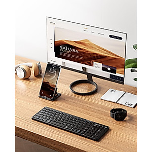 Foldable Bluetooth Keyboard with Numeric Keypad, Samsers Full-Size Wireless Folding Keyboard with PU Leather, Portable Travel Keyboard for iOS Android Windows Mac OS, Support 3 Device(BT5.1 x 3)-Black