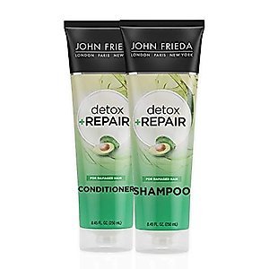 John Frieda Detox and Repair Shampoo and Conditioner Set with Nourishing Avocado Oil and Green Tea, 8.45 oz