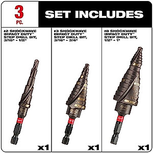 Milwaukee Titanium Shockwave Impact Duty Step Bit Kit (3-Piece)