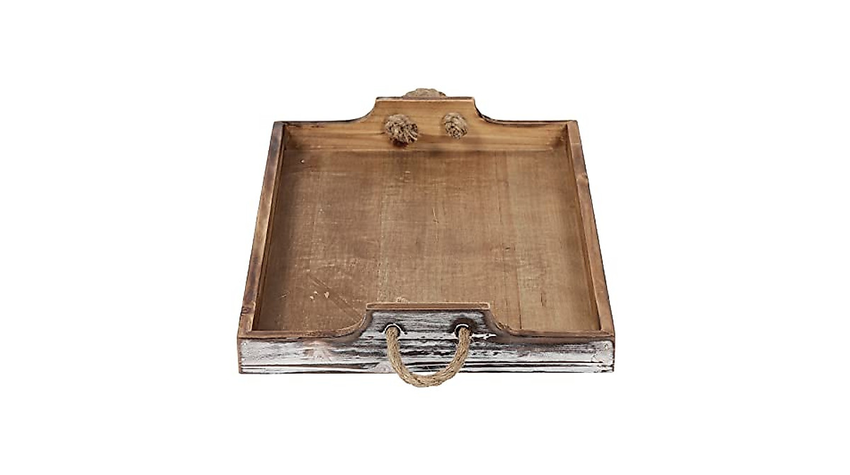 Rustic Wooden Serving Trays with Hemp Rope Handles