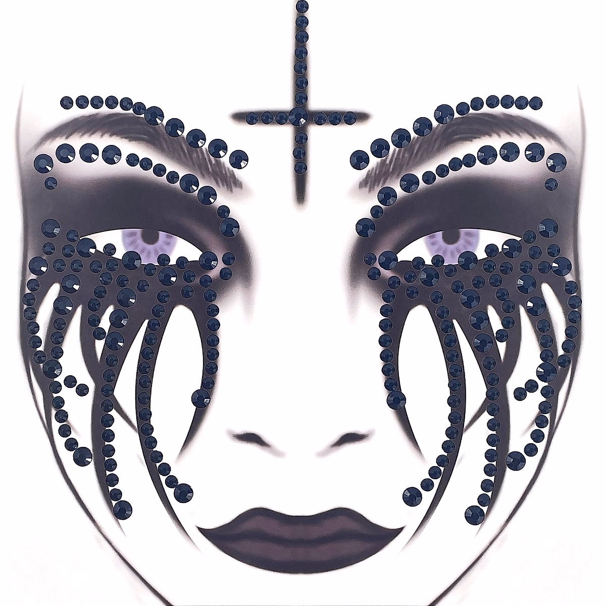 2 Pack Day Of The Dead Skull Temporary Rhinestone Temporary Face Tattoo,Face Stickers Gems Jewels for Halloween Festival Rave Party Outfit