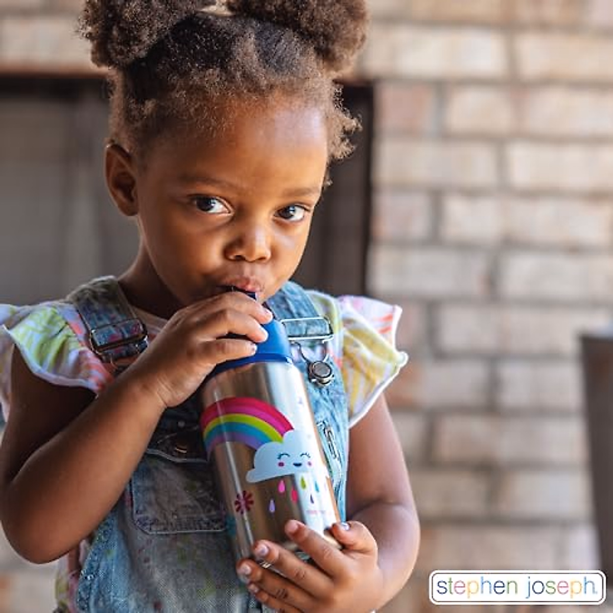 Stephen Joseph Double Wall Stainless Steel Bottles, Insulated Water Bottle for Kids Toddlers, Vacuum Insulated Bottle with Straw, BPA-Free Water Bottle – 11.8 Ounces, ROCKET (SJ1212)