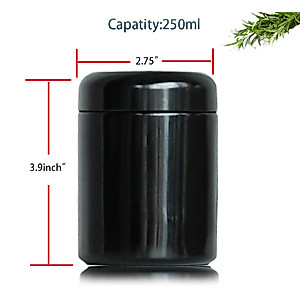 Matoolser Black Glass Airtight Storage Container Jar 250ml Half Oz with UV Protection for Spice Coffee