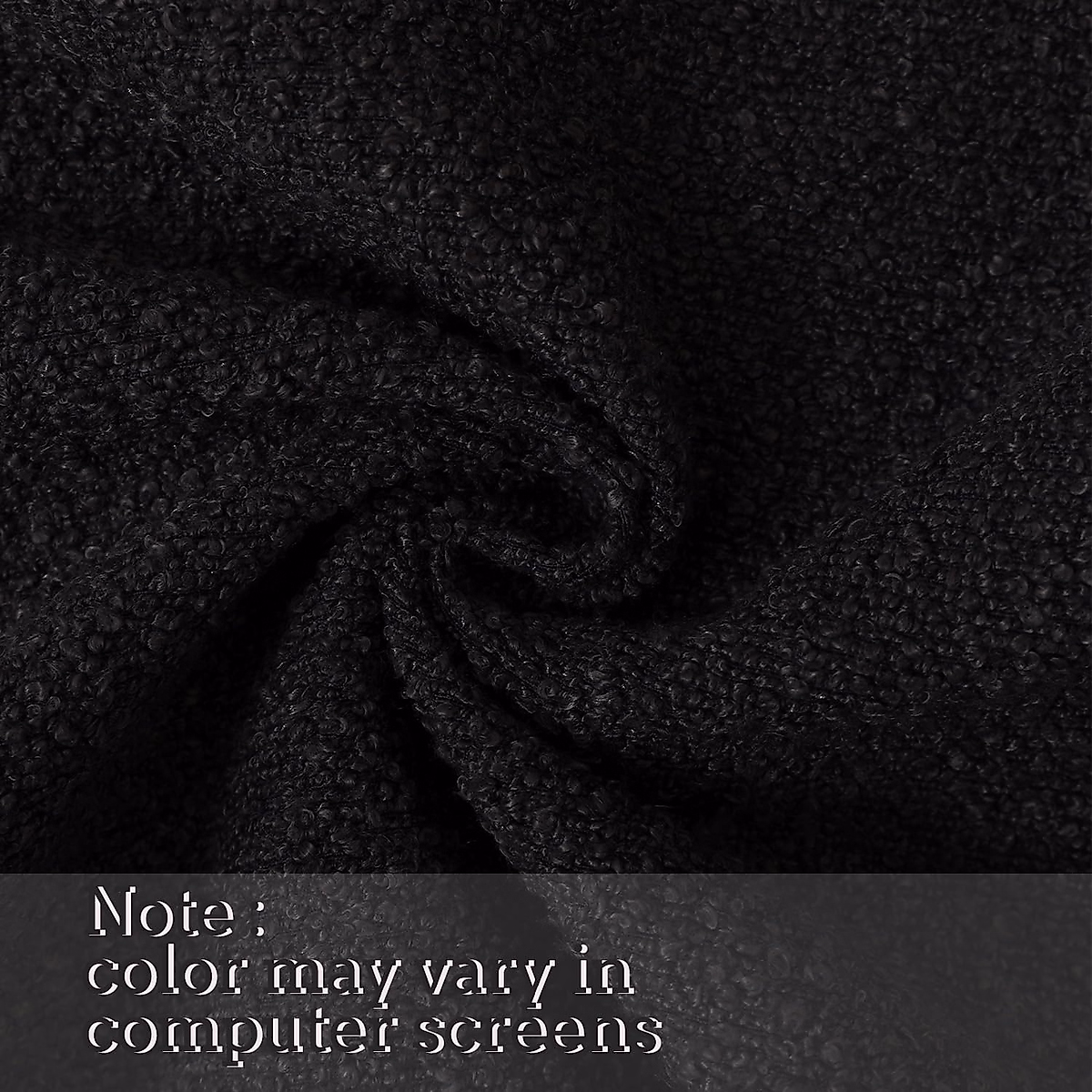 Jeneoo Black Decorative Square Thick Throw Pillow Covers Boucle Couch Cushion Case for Livingroom Sofa Decor, Set of 2, 18 x 18 Inch