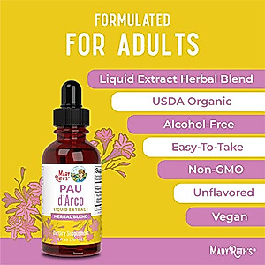 MaryRuth Organics PAU d'Arco Bark Liquid Herbal Supplement | Immune Support, Digestive & Gut Health | Echinacea, Usnea Lichen, Reishi Mushroom, Thyme Leaf | Vegan, Non-GMO | 1 Fl Oz, 1 Month Supply