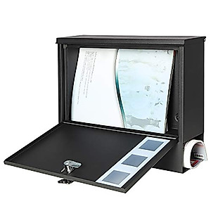 Locking Mailbox Wall Mounted Vertical– Jssmst mailboxes with Key Lock Large Capacity, 14.3 x 4.1 x 11.8 Inch, Black, SM-HPB911BN
