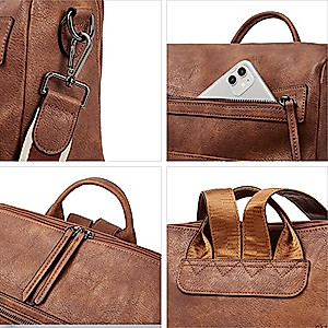 BROMEN Womens Backpack Purse Fashion Leather Backpack Purse for Women Travel Shoulder Bags Brown