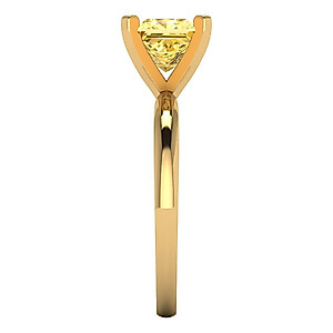 Clara Pucci 1.50 ct Princess Cut Solitaire Natural Yellow Citrine Engagement Bridal Promise Anniversary Ring 18K Yellow Gold Size 7.5