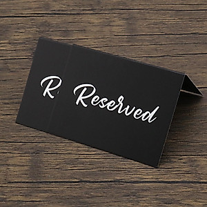 Micro Traders 20PCS Reserved Table Signs Double Sided Tent Cards Silver Foil Reserved Seating Labels for Wedding Party Restaurant Supplies 10x15cm Black