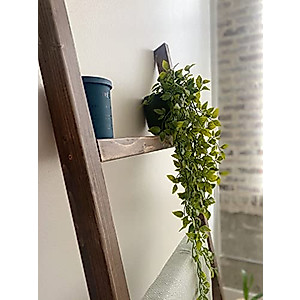 Wood Decorative Wall Leaning Blanket Ladders Bathroom Storage Quilt Towel Display Rack Shelf Holder Rustic Farmhouse, Brown