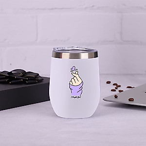 KPOP Insulated Wine Tumbler- 12 oz Stainless Steel Cup with Lid for Coffee, Juice, Water, & Wine - Tumbler Gift for KPOP Fans