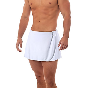 Preboun 2 Pack Men's Bath Wrap Towel Shower Wrap Towel Adjustable Terry Body Spa Towels with Pocket After Shower for Men Gift Spa College Bath Dorm Room Gym (Grey,White)