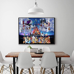 5D Diamond Painting Full Drill, Dinyland Cartoon DIY Diamond Painting by Number Kits, Rhinestone Crystal Drawing Gift for Adults Kids, 16''x12'' Home Wall Décor