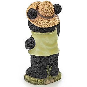 VP Home Camping Bear with Lantern Solar Powered LED Outdoor Decor Garden Light Bear Yard Statue Bear Outdoor Decor Bear Yard Decor Bear Statue Cedar Carved Bear with Solar Lantern Garden Bear