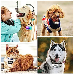 GISUERY Dog Tags Engraved Pet Tags Stainless Steel Custom Dog and Cat Name Tags Personalized Double-Sided Engraving Pet ID Tags with Trendy Icons/Symbols (Bone with Paw)
