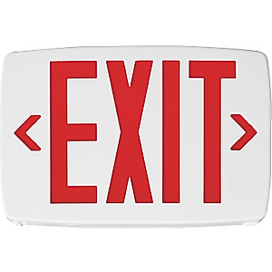 Lithonia Lighting LQM S W 3 R 120/277 EL N M6 Quantum Thermoplastic LED Emergency Exit Sign with Stencil-Faced White Housing and Red Letters with Nickel Cadium battery