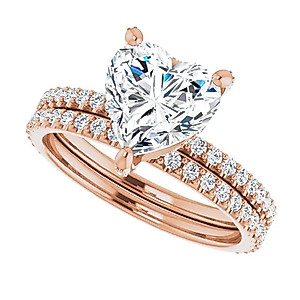 Solitaire Moissanite Engagement Ring Set, 2.75 CT Heart Cut Moissanite Diamond Bridal Wedding Ring Set for Womens, Birthday Gift, VVS1 Colorless, 10K 14K 18K Solid Gold, 925 Silver