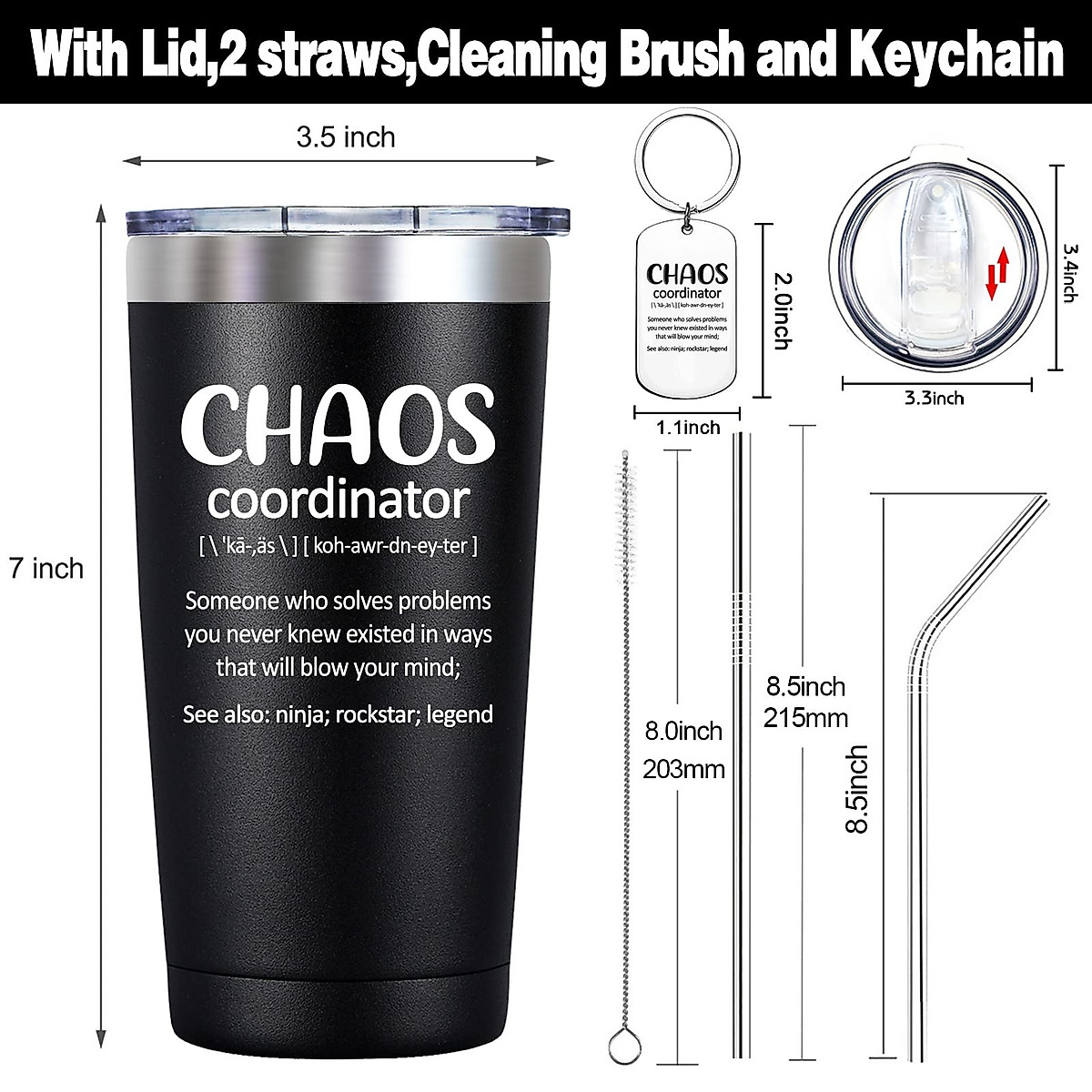 SpenMeta Thank You Gifts for Men - Unique Gift Idea for Boss, Teacher, Manager, Leader, Coworker, Assistant Principal, Dad - Birthday Gifts for Men - Chaos Coordinator Tumbler