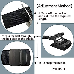 LionVII Mens Belt Web - Nylon Belt for Men with Plastic Buckle Durable Breathable Waist Belt for Work Travel Golf Sports, Adjustable [53" L x 1.5" W](Black)