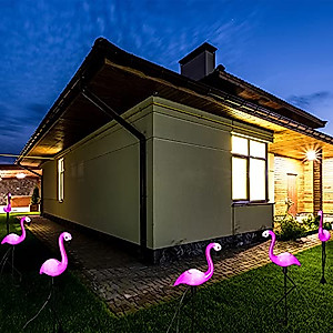 3 Pieces Garden Outdoor Flamingo LED Stake Lights Solar Powered Waterproof for Garden, Lawn, Patio, Pond, Backyard Decor