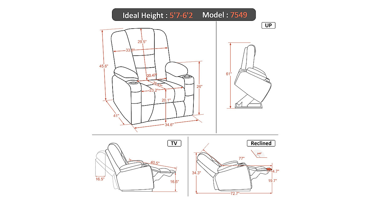 MCombo Power Lift Recliner: Massage, Heat & USB for Elderly