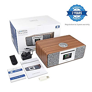 LEMEGA MSY5 CD Player,FM Digital Radio,Internet Radio,Spotify Connect,Bluetooth Speaker,Stereo Sound,USB Charging,Clock Alarms,Remote&App Control – Walnut Finish