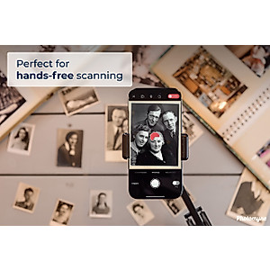 PHOTOMYNE Sturdy Flexible Phone Holder for Desk, Table, Office, Kitchen with Clamp for Photo Album Scanning, iPhone Holder for Desk- Black